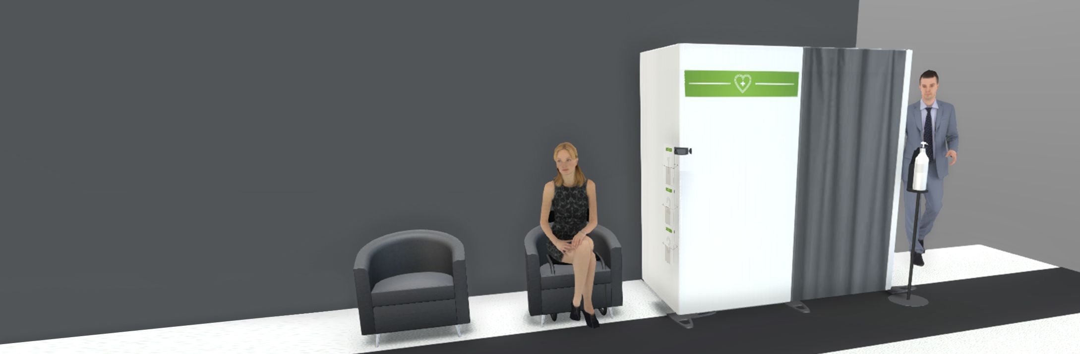 Pop up cubicle for vaccination and testing - Expand